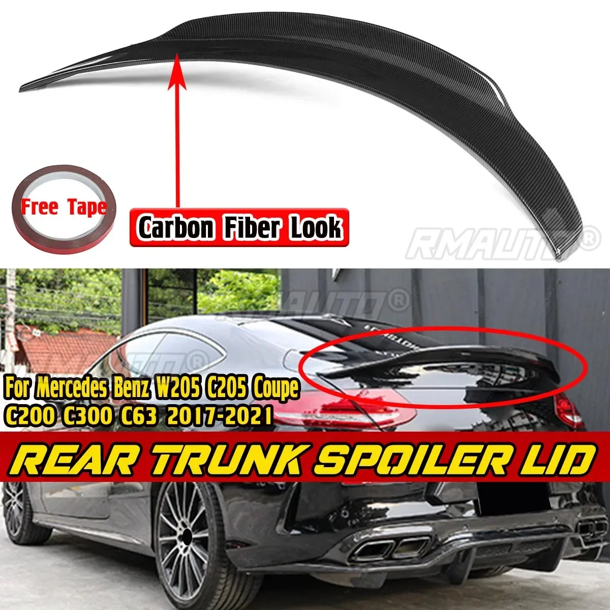 PSM Style Car Rear Trunk Boot Lip Wing Lip For Mercedes For Benz W205 ...