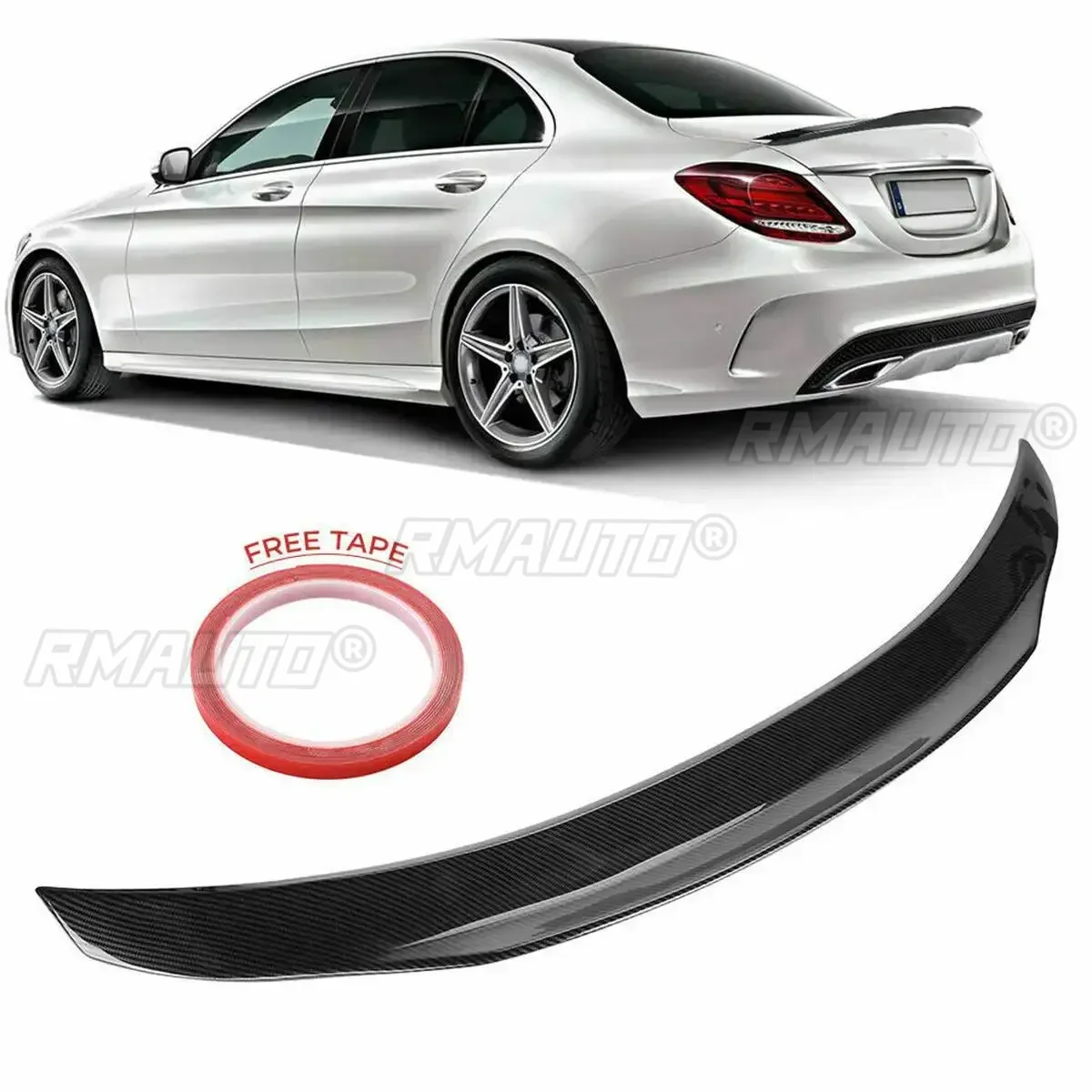 PSM Style Carbon Fiber Look / Black Car Rear Trunk Wing Lip Extension ...
