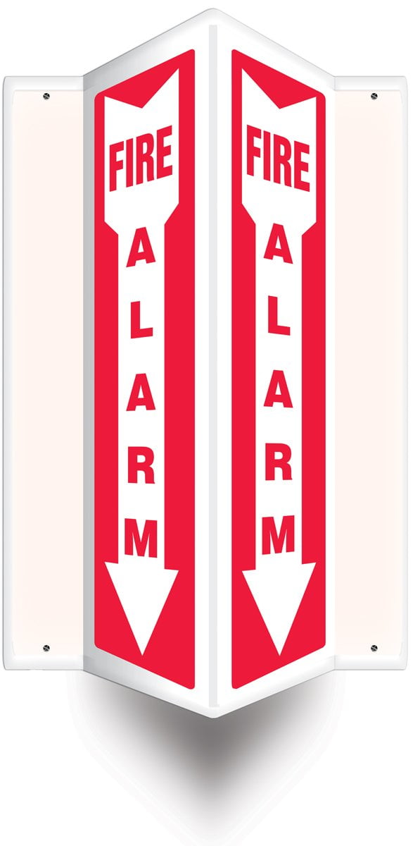 PSP328 Projection Sign 3D, "FIRE Alarm (Arrow)", 18" X 4" Panel, 0.10 ...
