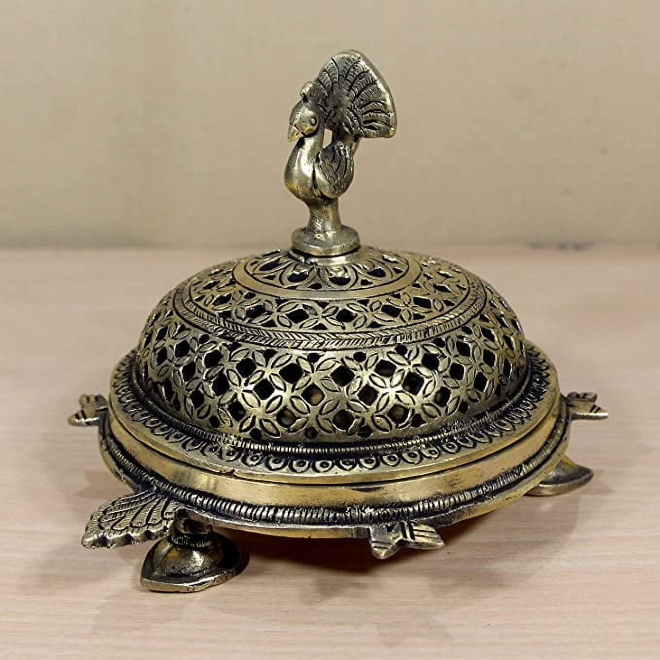 PSQURMART Brass Incense Burner Tortoise Peacock Loban Dani Brass Dhoop ...