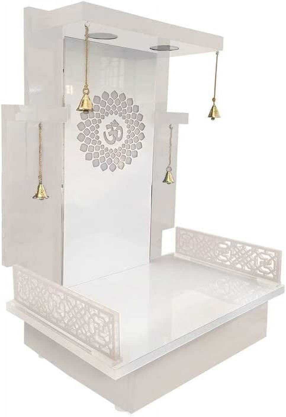 PSQURMART Wooden White Modern Temple with LED Light for Home and ...