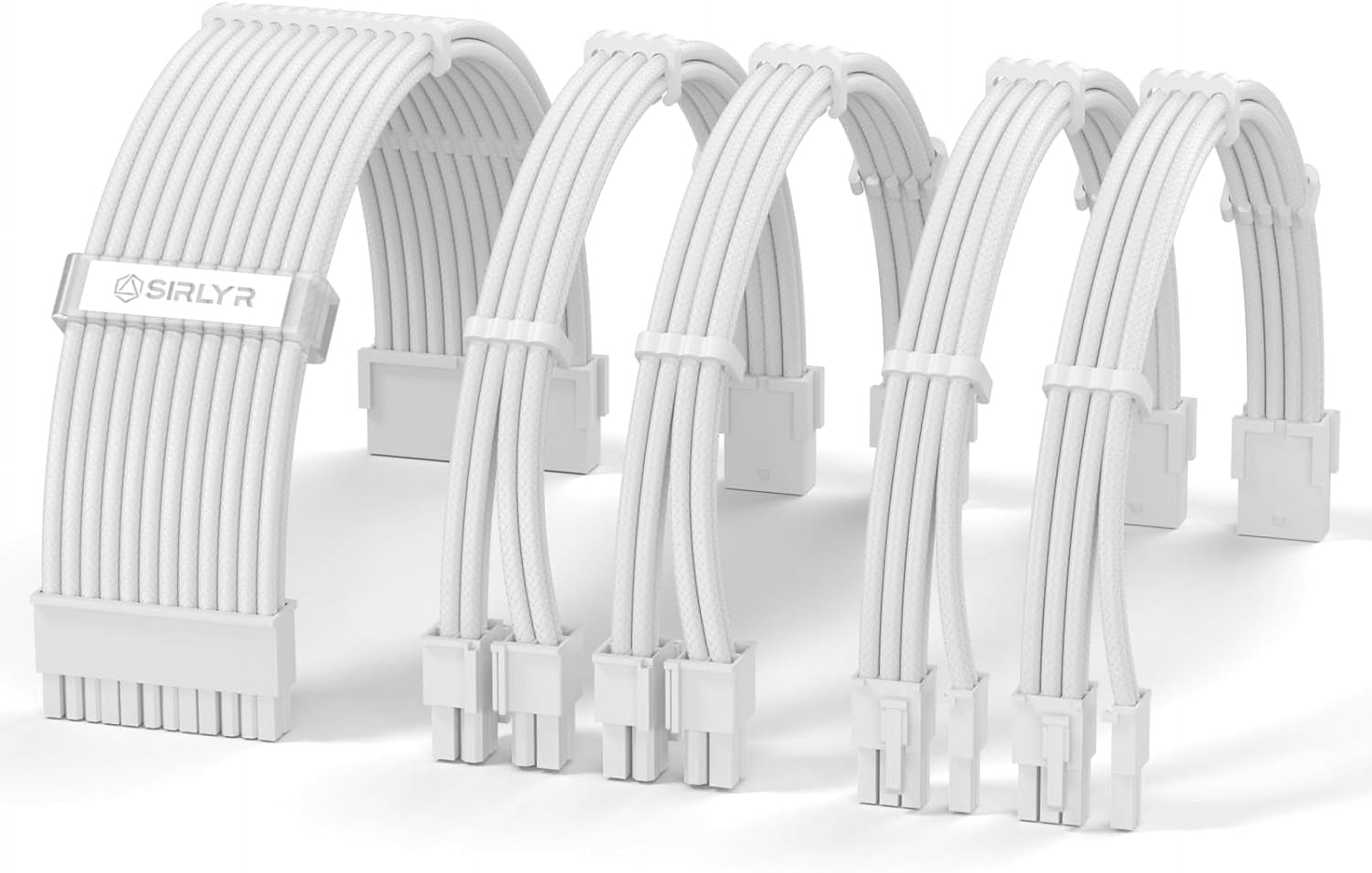 PSU Cable Extension,Full White PSU Cables - Easy Management Nylon ...