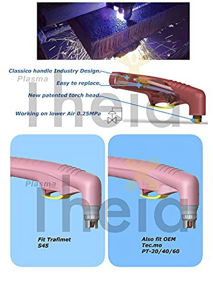 PT-60/40/25 &S45 torch head replacement kit |Red handle Plasma Cutter Torch for 62204 IPT40 PT ...