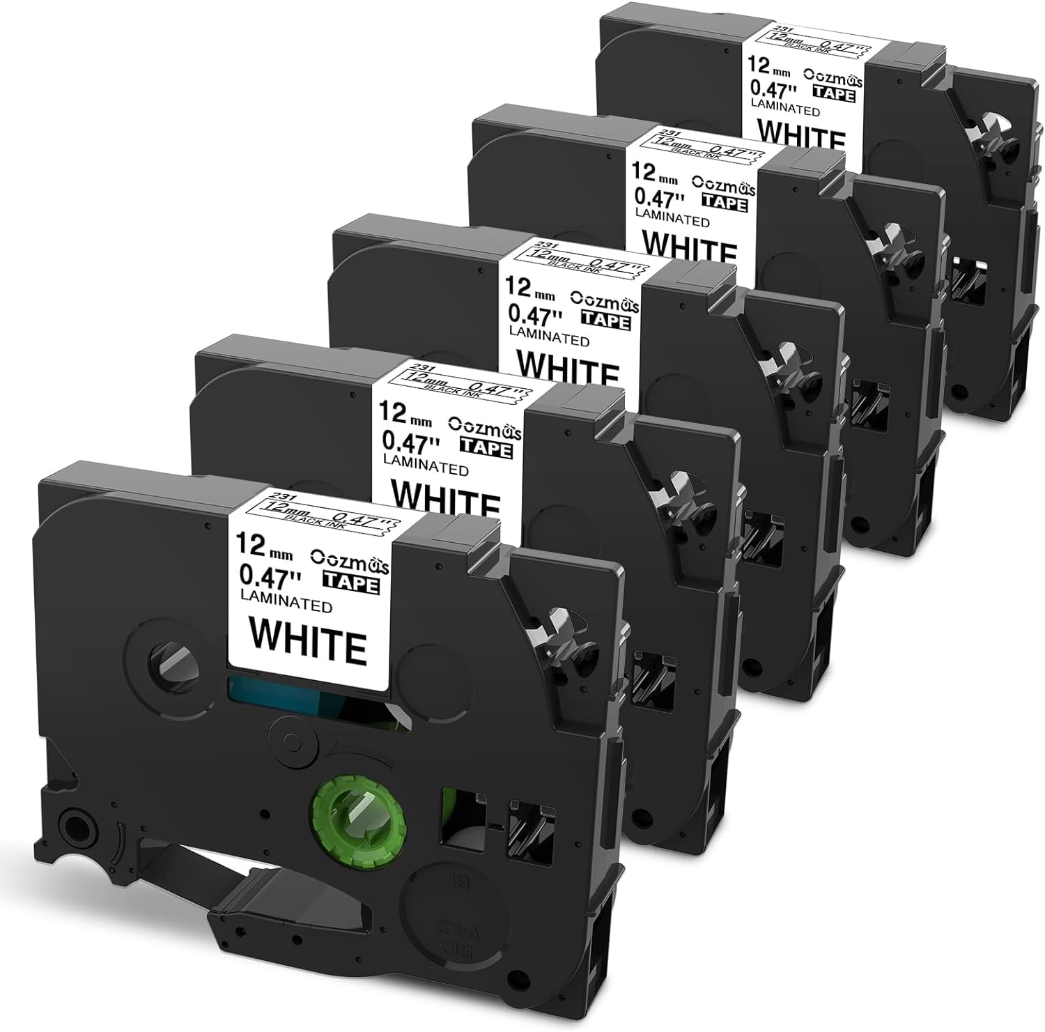 Kodex Brother Laminated P Touch TZe-231 Label Maker Tape, 26.2 ft x 1/2 ...