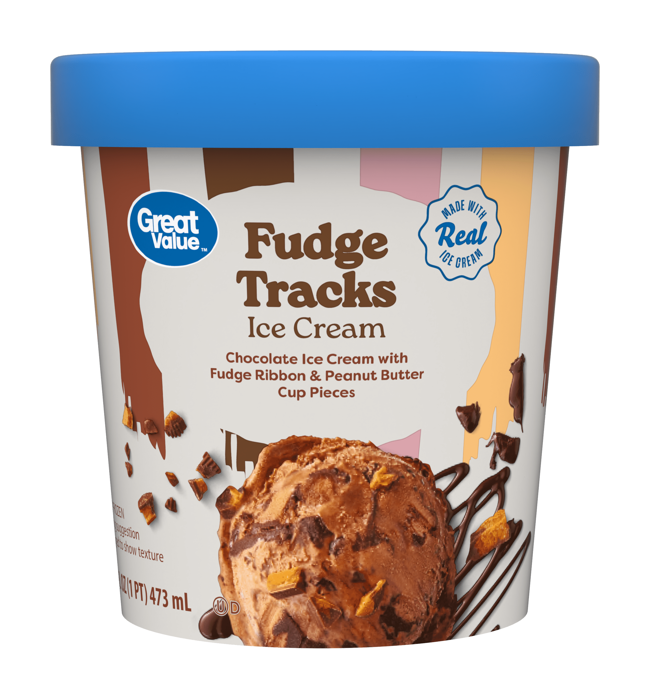 Great Value Fudge Tracks Ice Cream, 1 Pint - Walmart.com