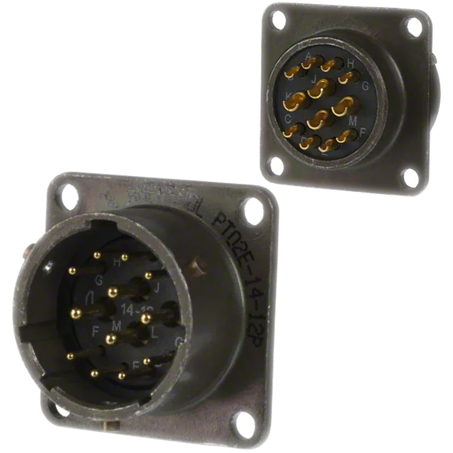 PT02E-14-12P Circular Connector Receptacle 12 Position Male Pins Solder Cup - Walmart.com