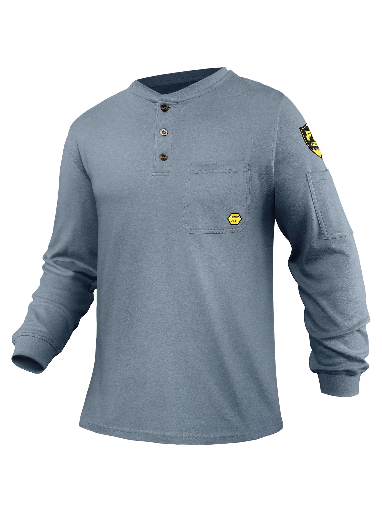 PTAHDUS Men's Flame Resistant Long Sleeve Henley Shirt, 7.1 Ounce 100% ...