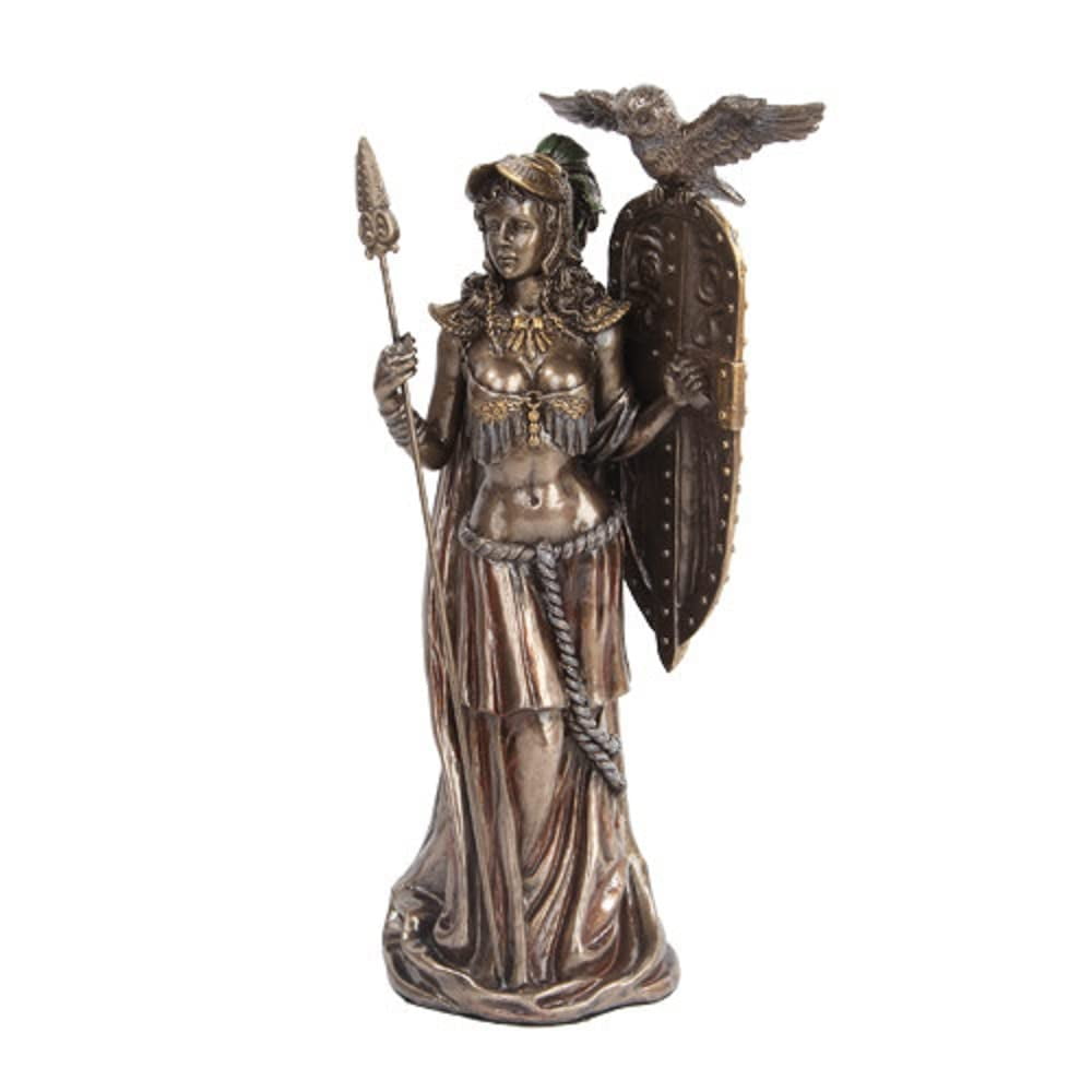 PTC 10 Inch Bronze Colored Athena Figurine Holding Shield with Owl ...