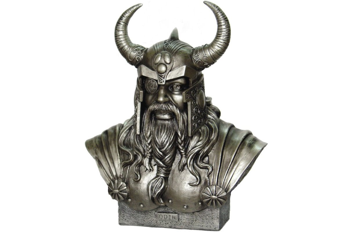 PTC 11.75 Inch King Odin Warrior God Head and Bust Statue Figurine ...