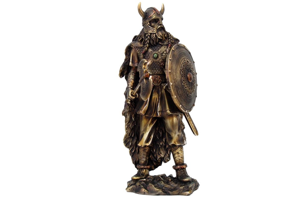 PTC 13.5 Inch Viking Warrior with Shield and Club Resin Statue Figurine ...