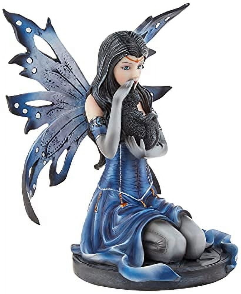 PTC 8.5 Inch Blue Winged Mystical Fairy Cradling Cat Statue Figurine ...