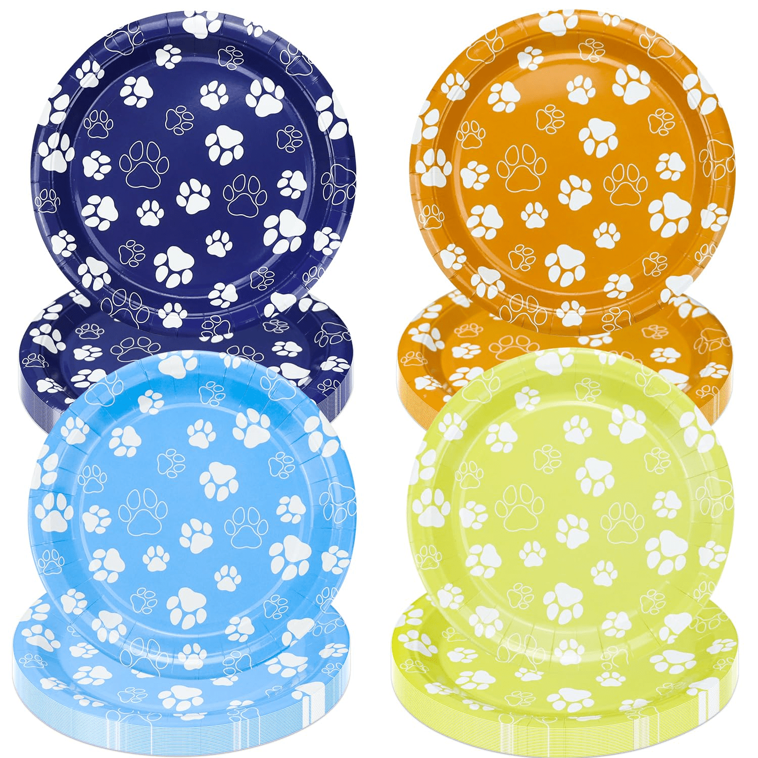 PTECDROTS 40Pcs Blue Orange Yellow Gray Dog Paw Print Plates - Dog Paw ...