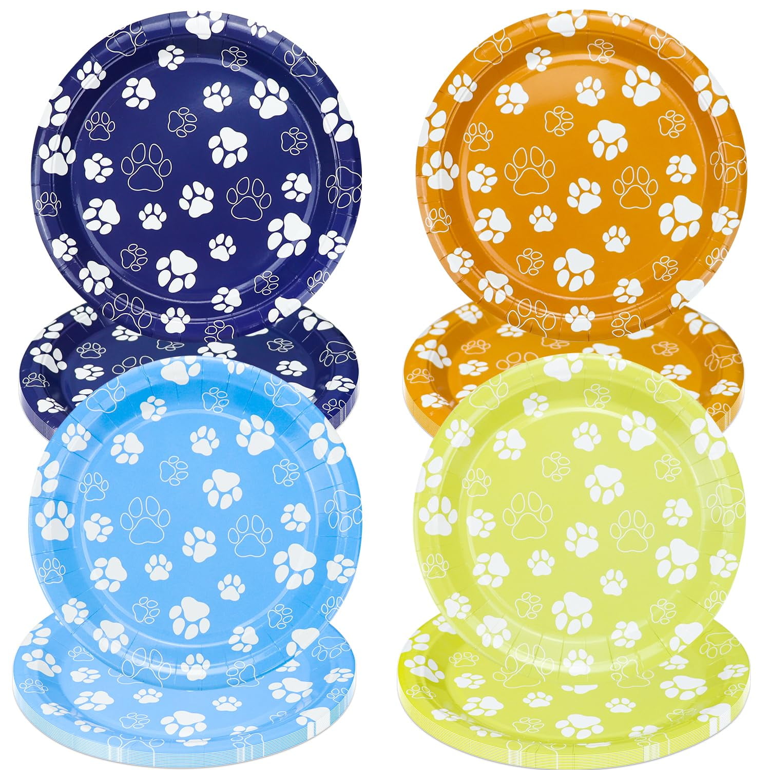 PTECDROTS 80Pcs Blue Orange KEF16 Yellow Gray Dog Paw Print Plates ...