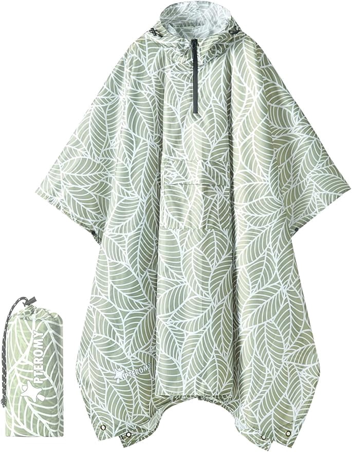 PTEROMY Hooded Rain Poncho for Adult with Pocket, Waterproof ...