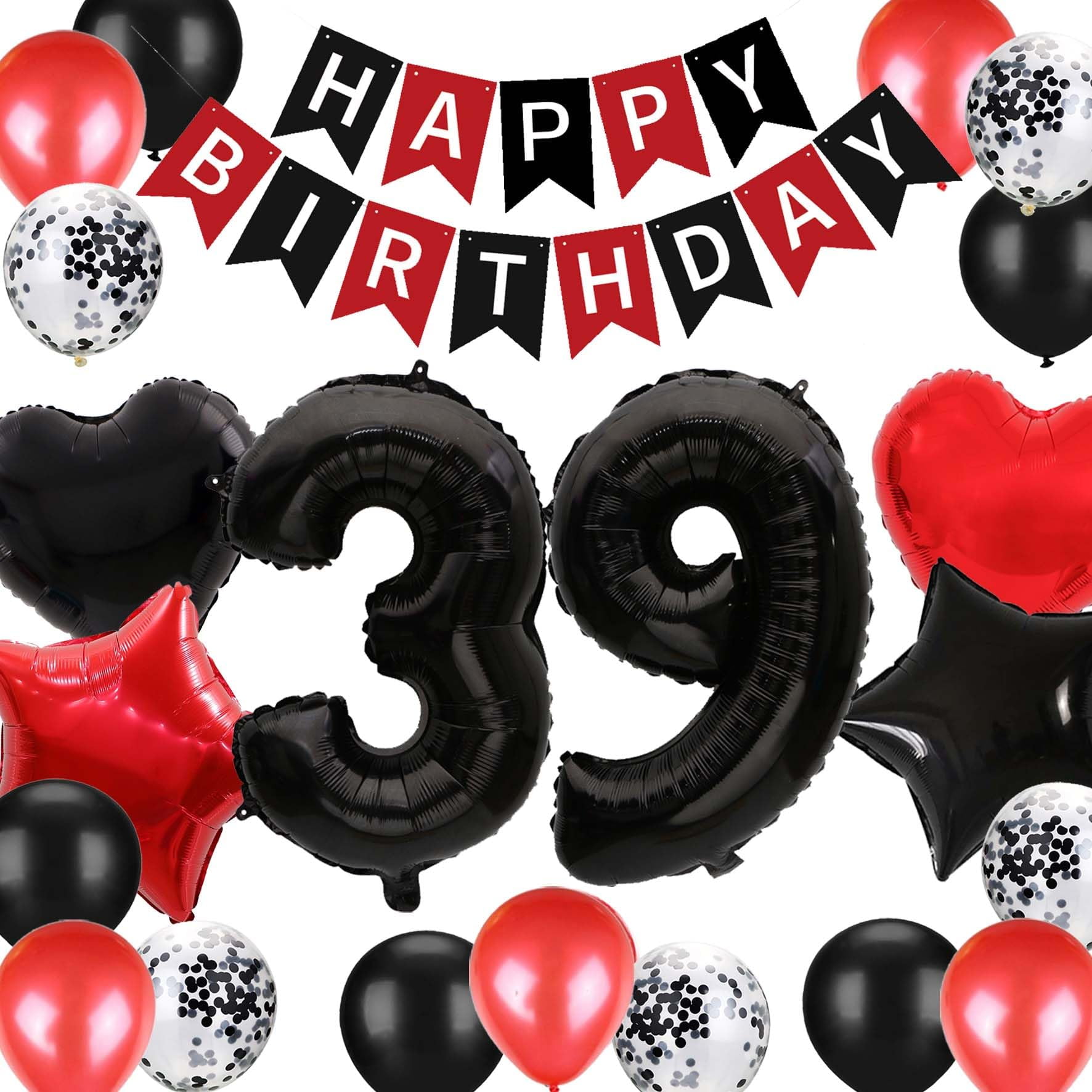 39th Birthday DecorationEGSC Men Women, 39th Red Black Birthday ...