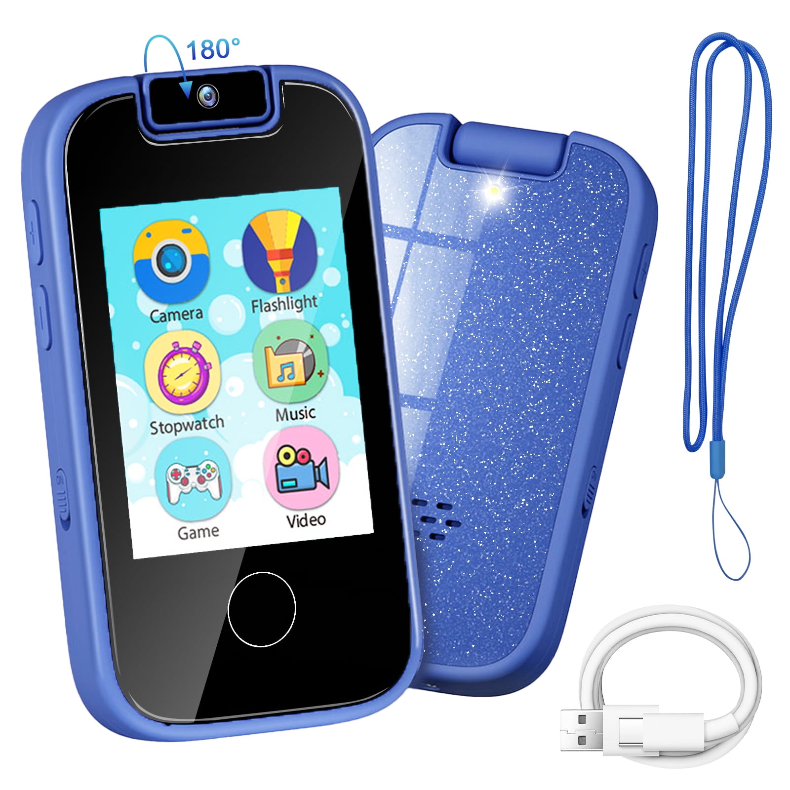 PTHTECHUS Kids Toy Phone, Rotating Camera, Alphabet Learning & Games, 3 ...