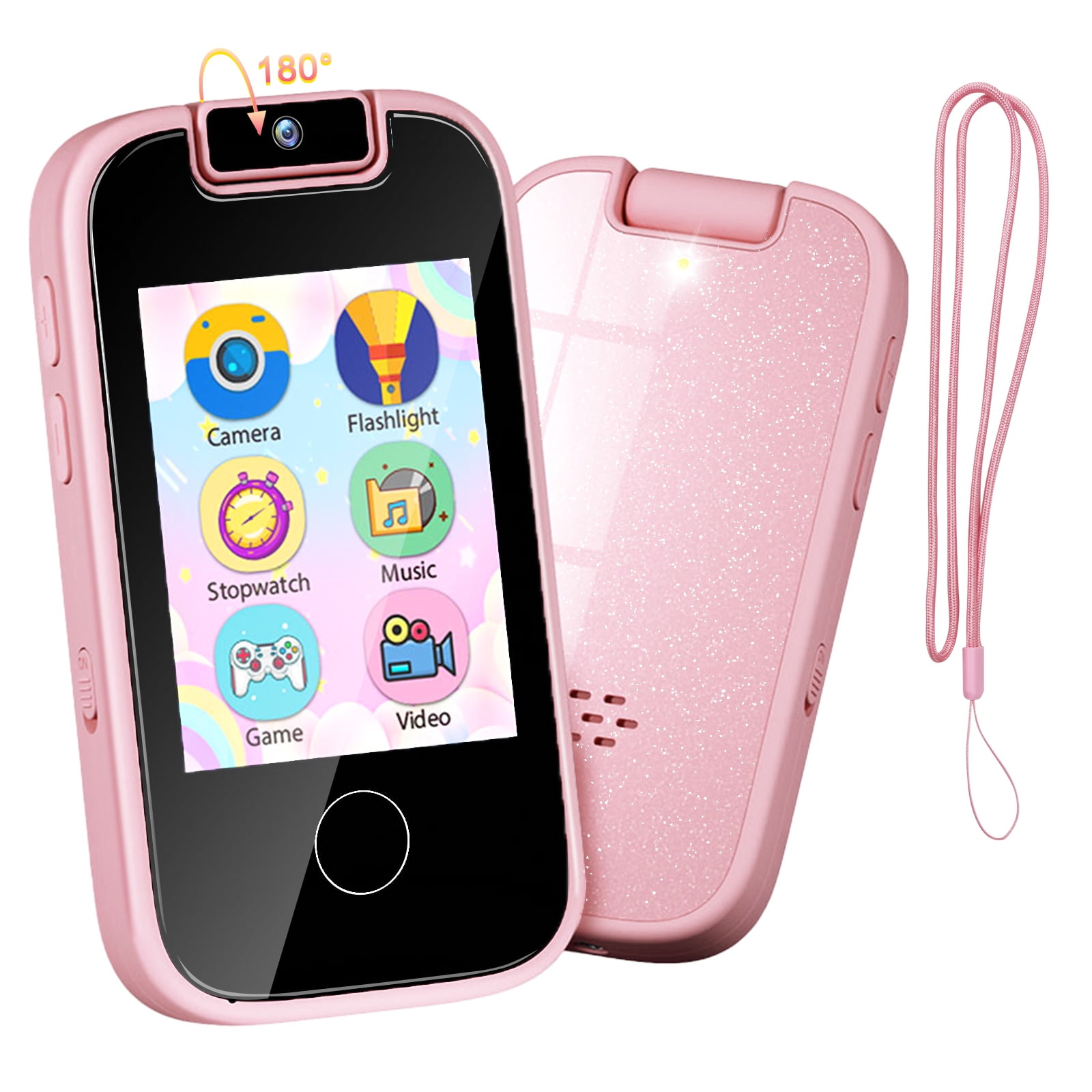 PTHTECHUS 2.8" Kids Toy Phone for Toddlers with Rotating Camera Habit ...