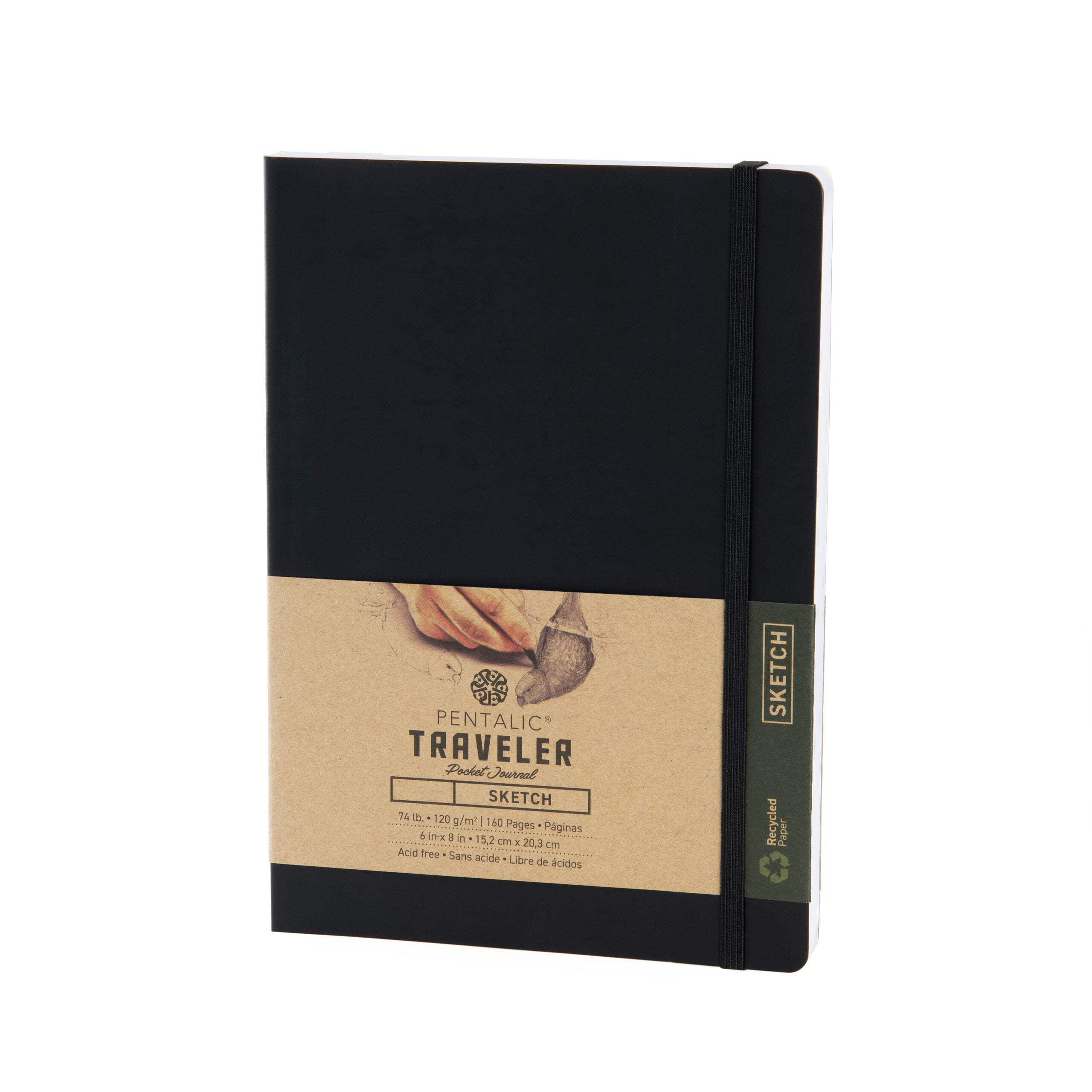 Pentalic - 6"x 8" Brown Traveler Pocket Artist Drawing Journal, 160 ...