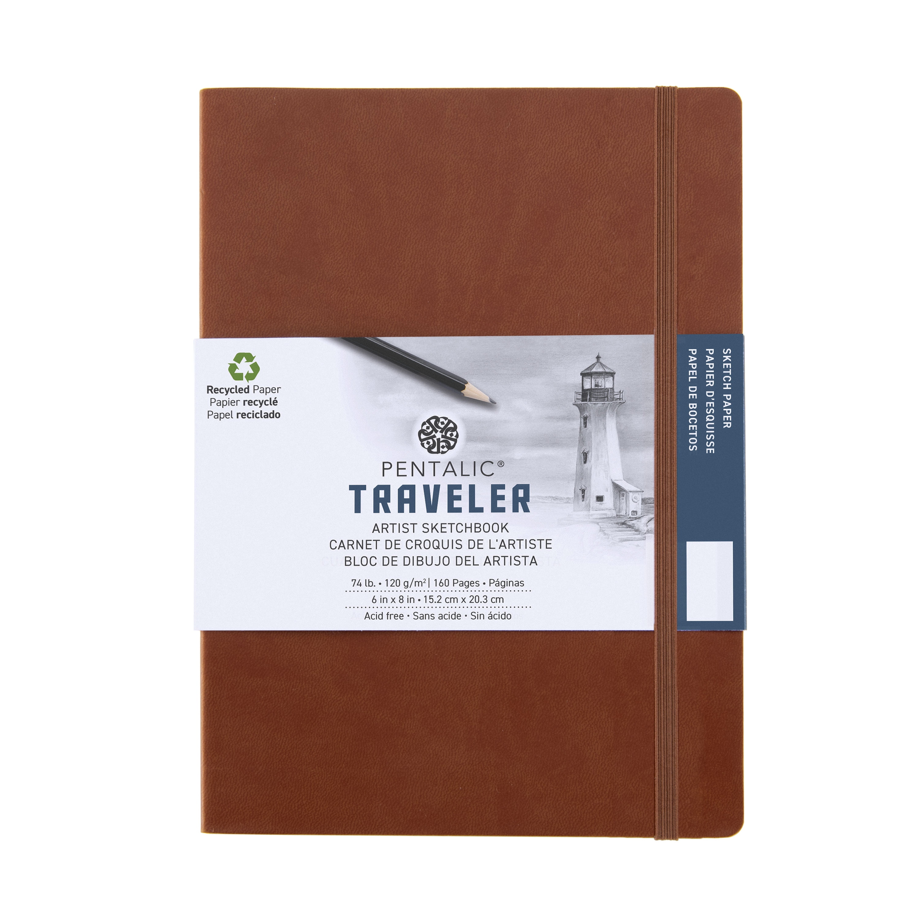 Pentalic 6x8 Brown Traveler Pocket Artist Drawing Journal, 160 Pages ...