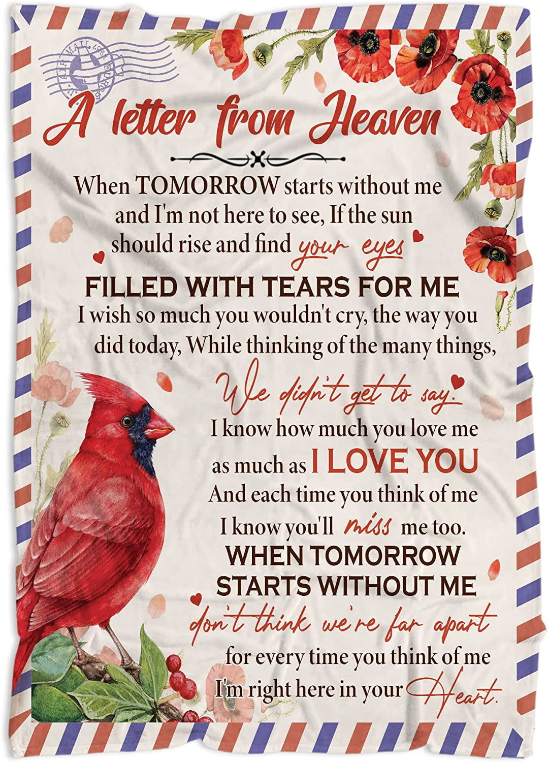 PTMM Cardinal Memorial Blanketin, A Letter from Heaven, in Loving ...