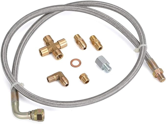PTNHZ Universal Turbo Oil Feed Line Oil Return Line Oil Drain Line Kit 1/8 NPT 4AN T3 T4 T3/T4 ...