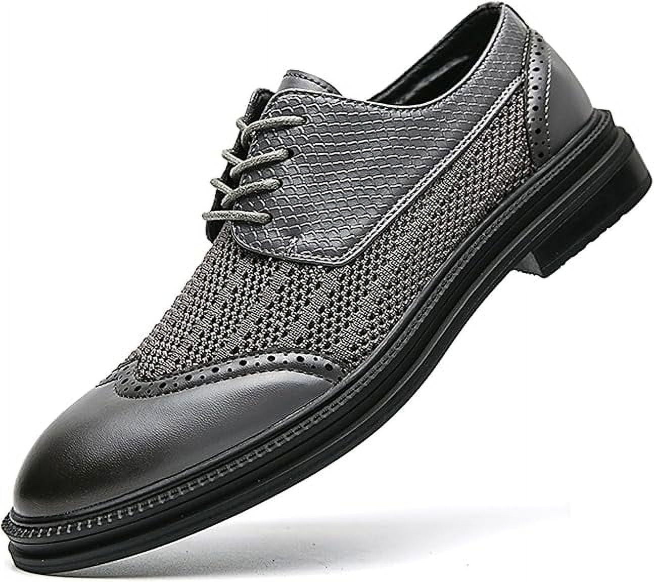 PTNOKA Mens Hollowed Mesh Brogue Formal Oxford Shoes Casual Lightweight ...