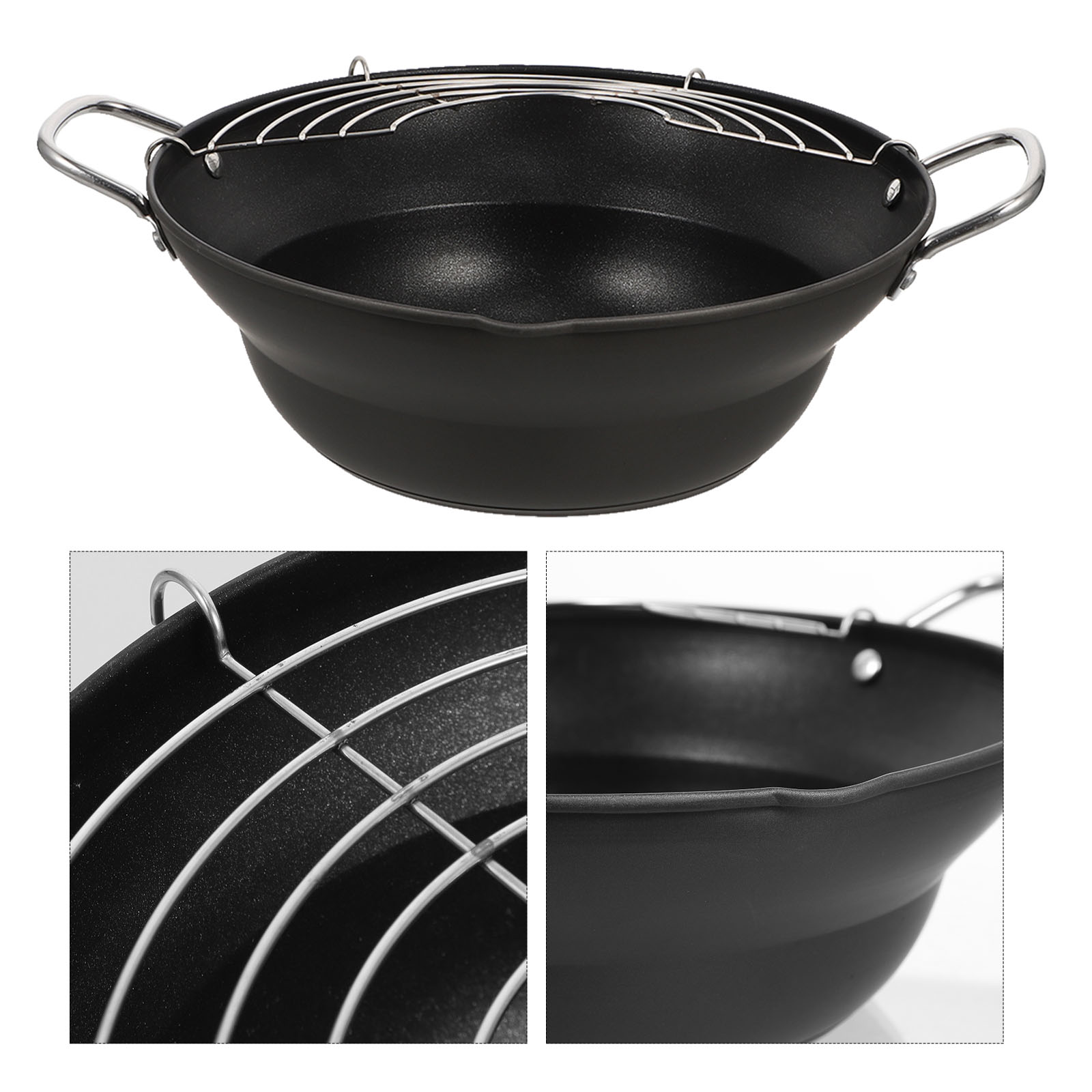 PTOOTP 1Pack Nonstick Round Coffee Colored Compact Fryer Pot for Home ...