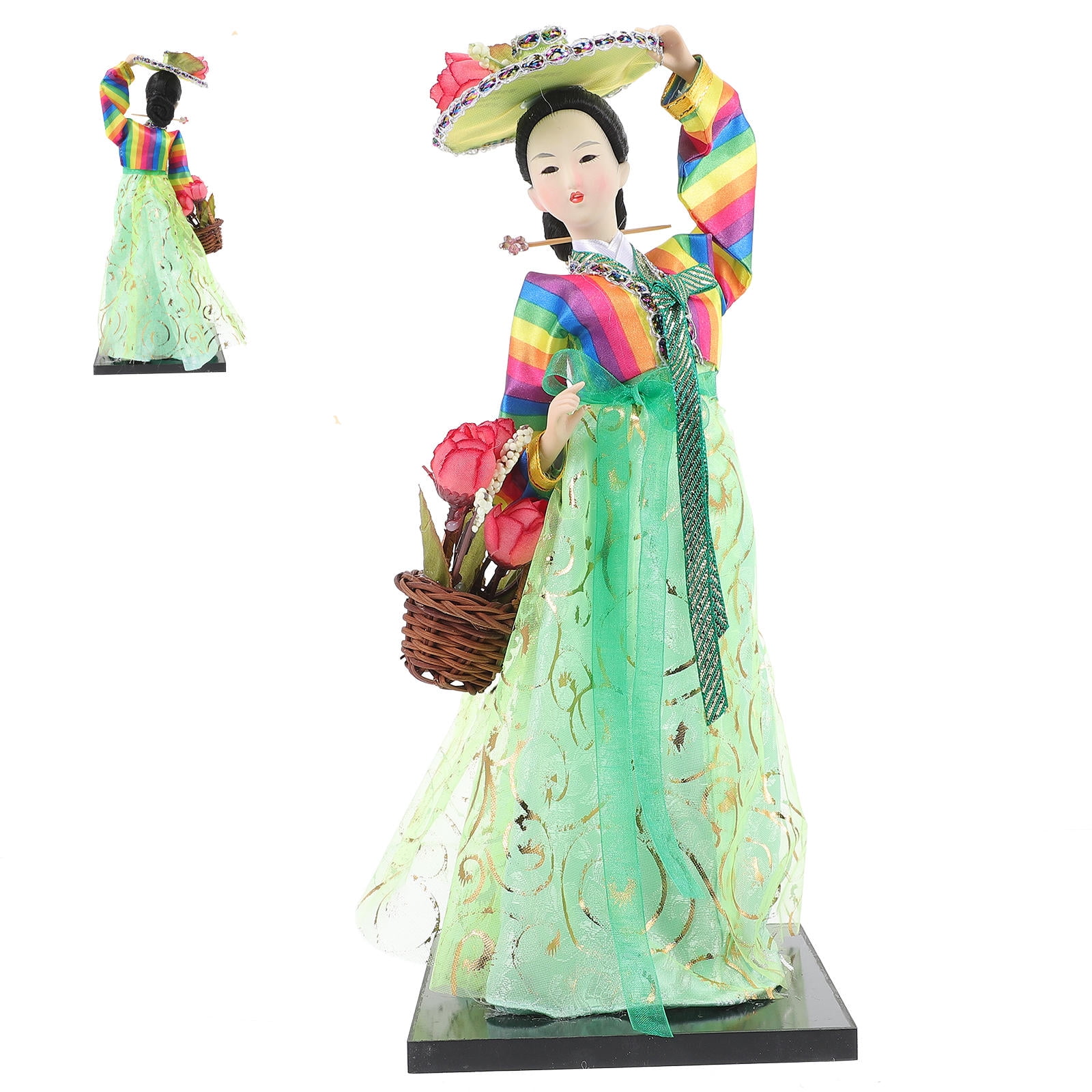 PTOOTP Collectible Hanbok Doll Figurine Light Green Plastic Decoration ...