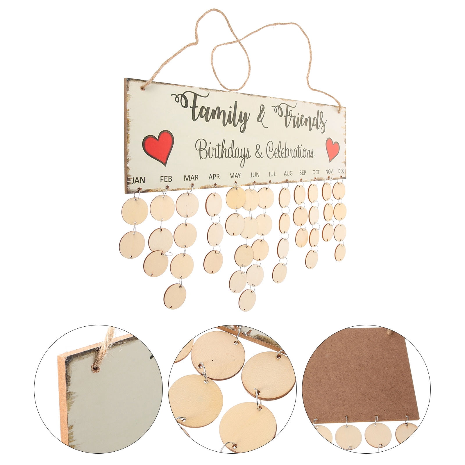PTOOTP Family Birthdays Wall Hanging Wooden Plaque Multi Colored ...