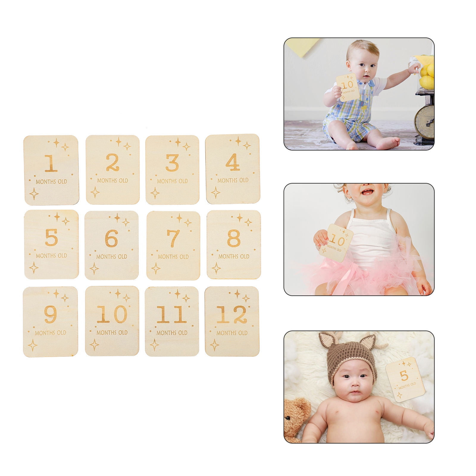 PTOOTP Month Baby Milestone Signs Newborn Monthly Milestone Beige Wood ...