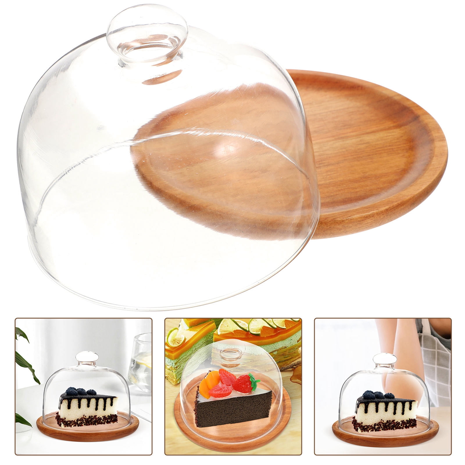 PTOOTP Dome Cake Display Wooden Cake Plate Display Party Organizers ...