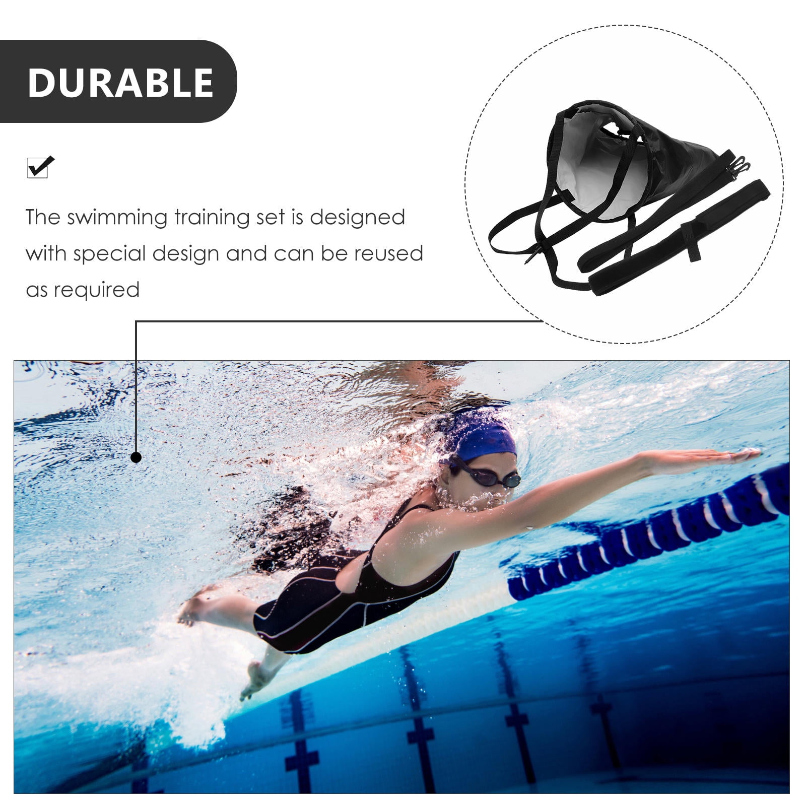 PTOOTP Swim Exercise Accessories Swimming Training Kit Black 1 Set 12 ...