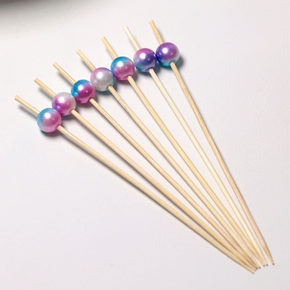PTOOTP 100Pcs Bamboo Appetizer Picks Assorted Color Disposable Fruits ...