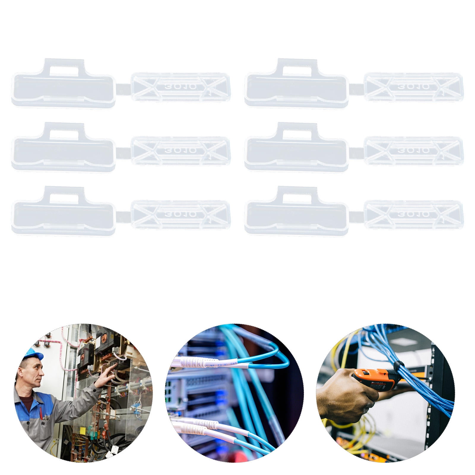 PTOOTP 100Set Transparent Plastic Cable Labels Identification Box for ...