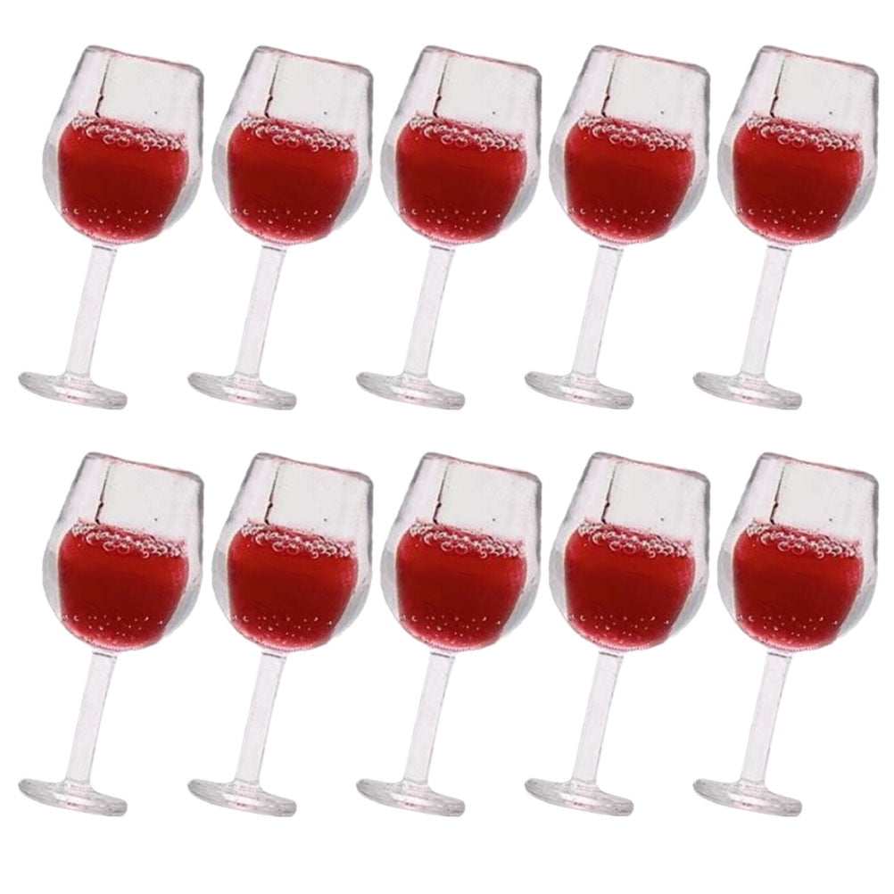 PTOOTP 10Pack Miniature Wine Glasses Red Resin Mini Design For Diy ...