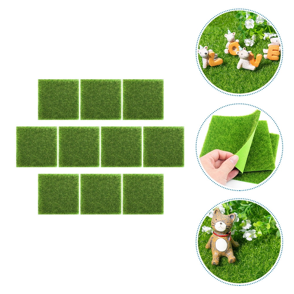 PTOOTP 10Pcs Green PP Artificial Grass Patch For Wall And Terrace ...