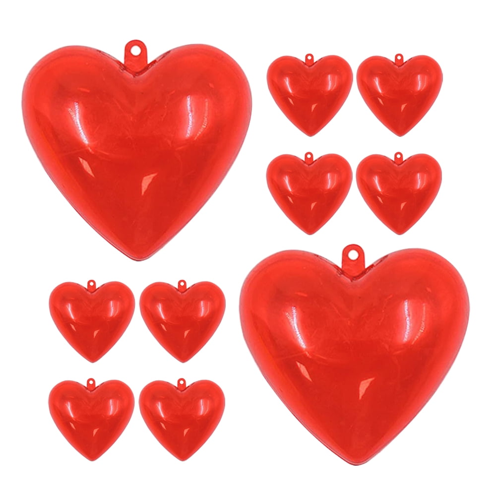 PTOOTP 12 Pcs Clear Fillable Heart Baubles Plastic Heart Shape ...