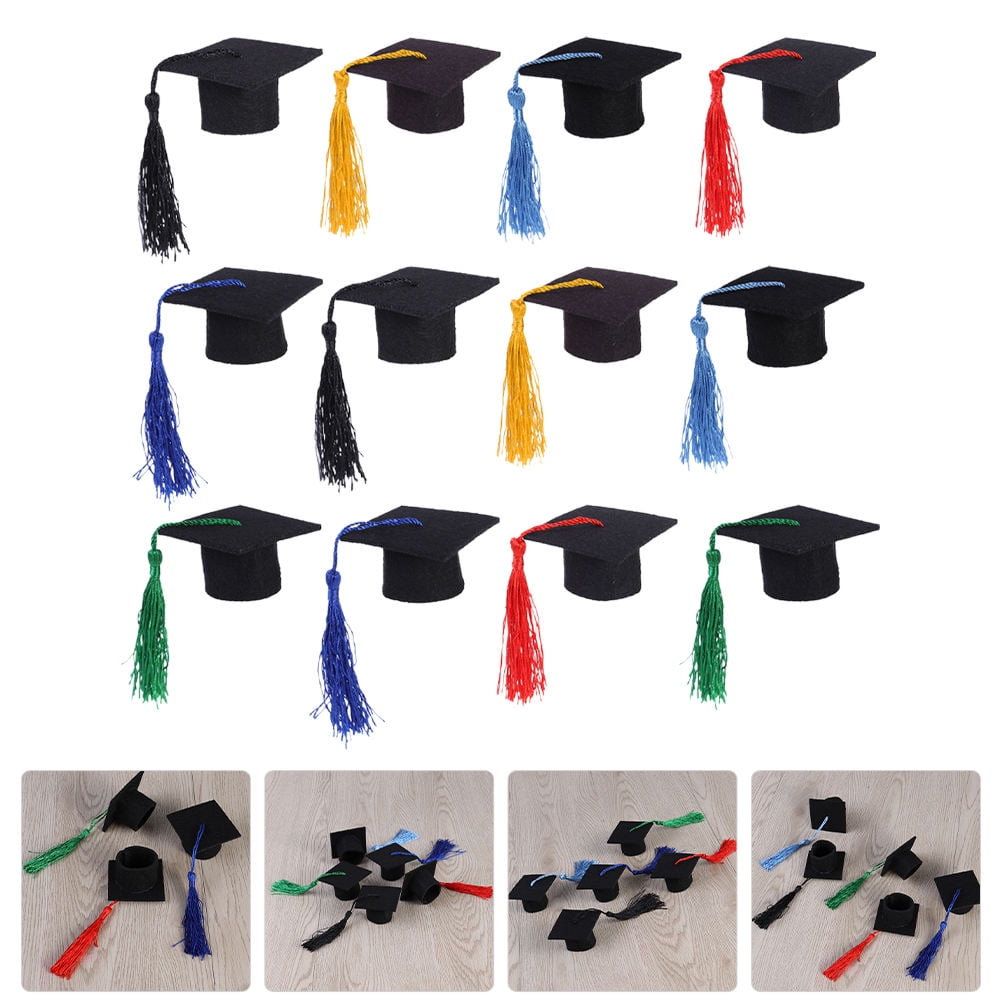 PTOOTP 12 Pcs Mini Graduation Caps Party Props Assorted Colors Nonwoven ...
