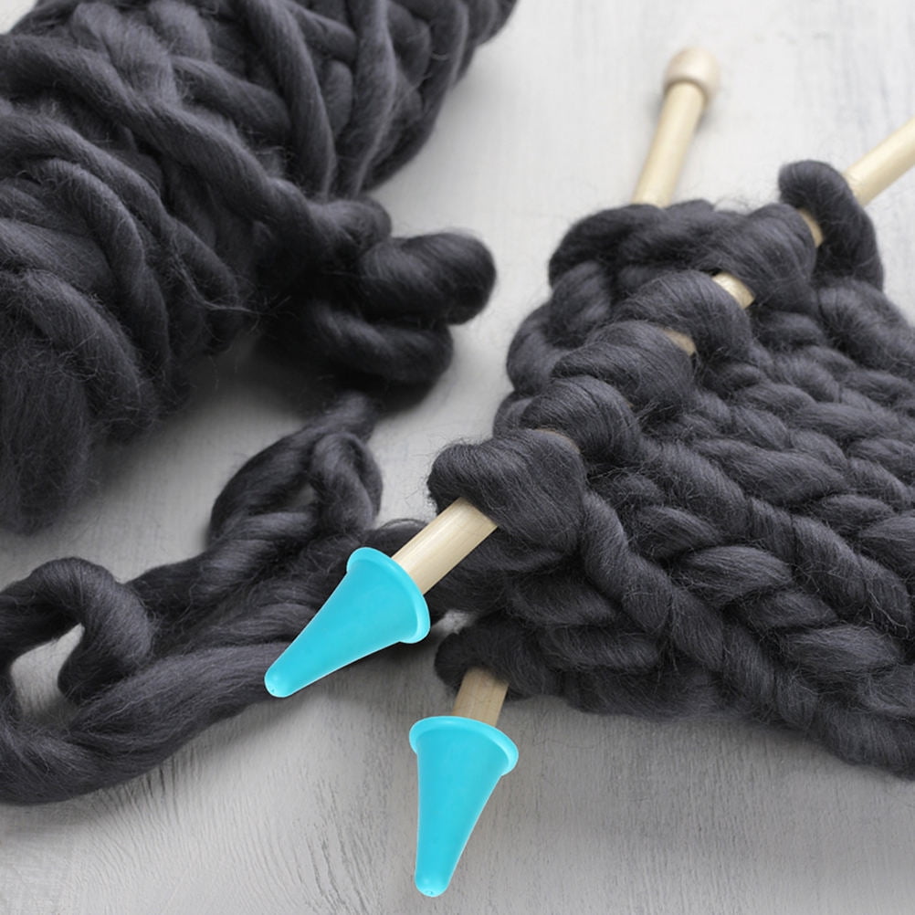PTOOTP 12Set Knitting Needle Caps Blue Round Cap for Protecting ...