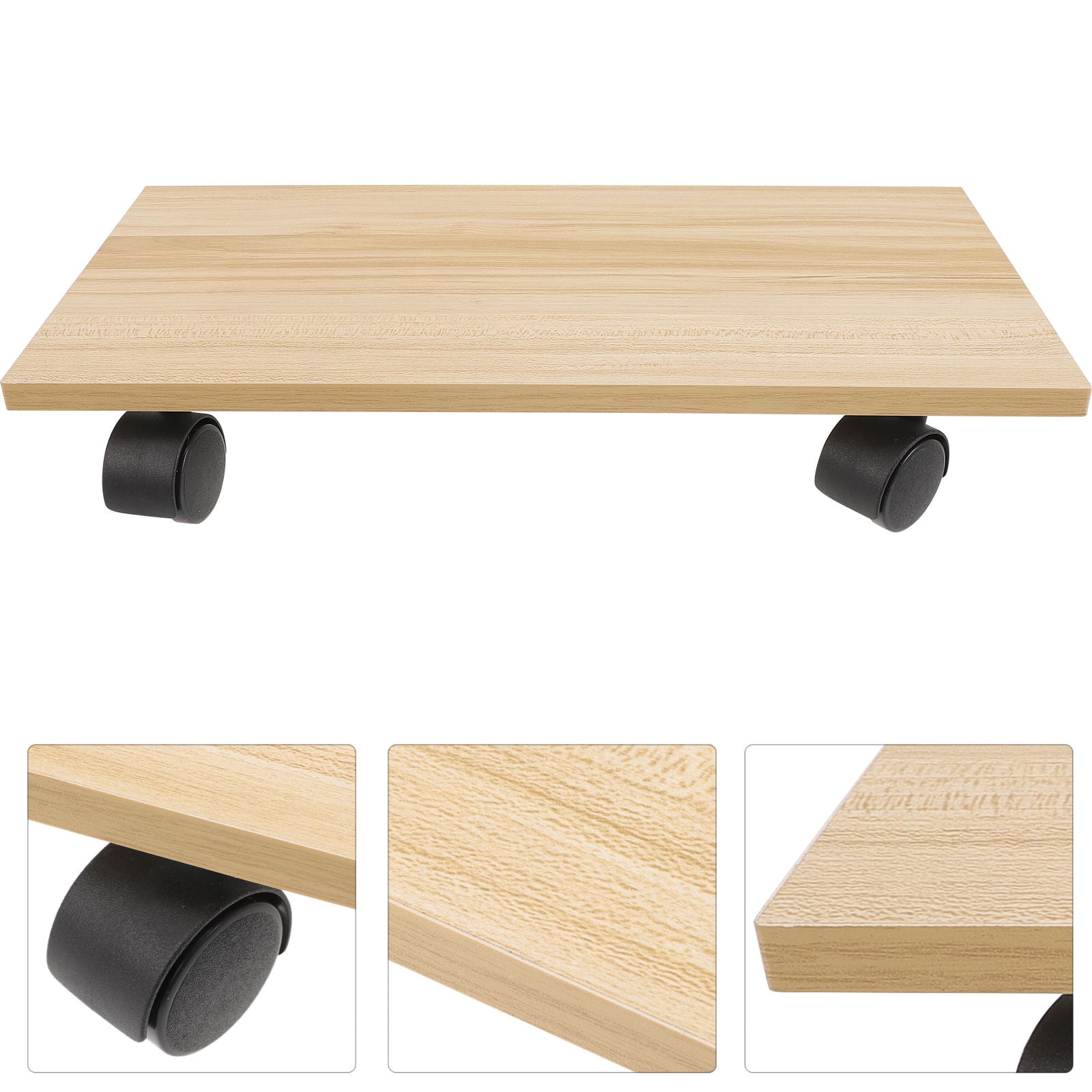 PTOOTP 1Pack Khaki Wooden Plastic Computer Tower Host Stand Mobile ...