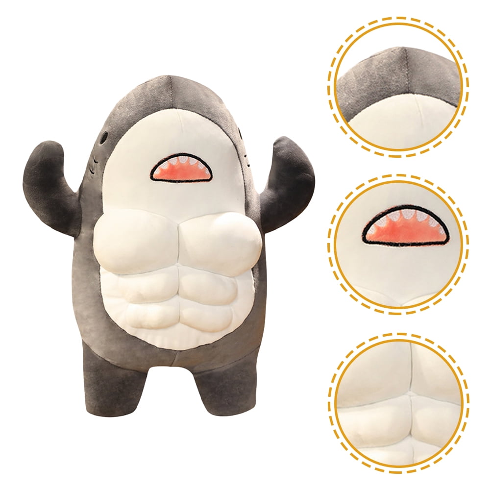 PTOOTP Muscular Stuffed Animal Plush Toy Grey Soft PP Cotton Filled 1 ...