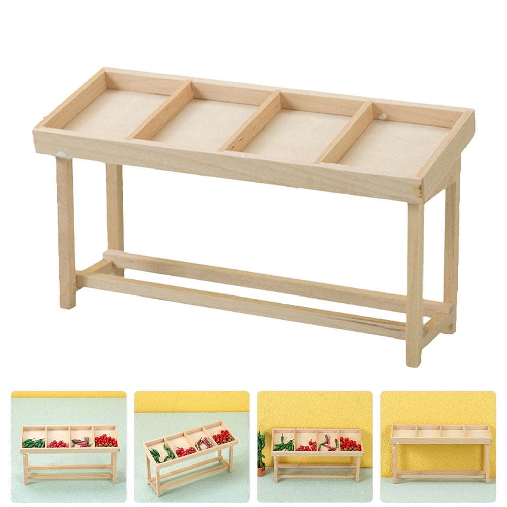 PTOOTP 1Pack Mini Vegetable Fruit Shelf Figurine Wooden Storage For ...