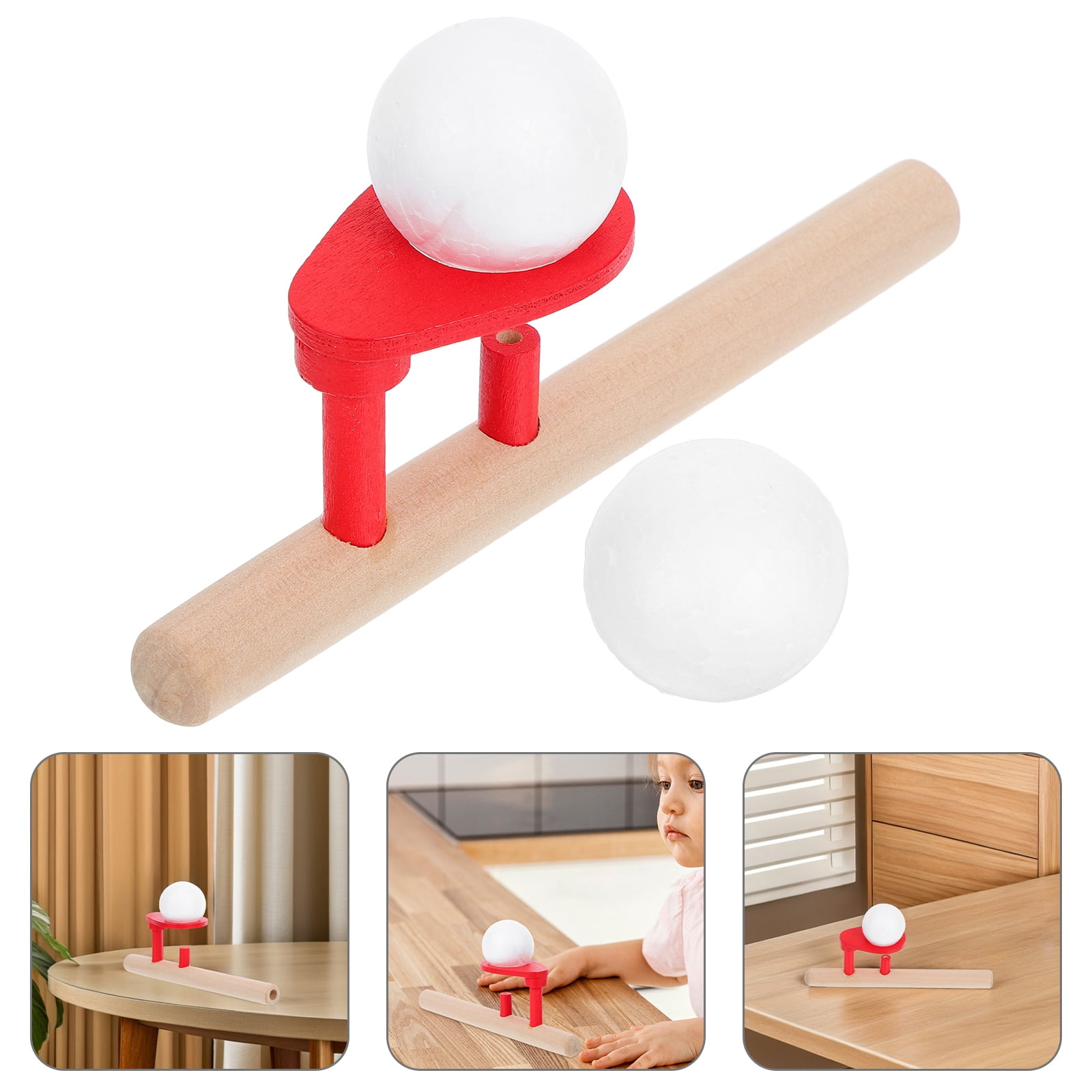 PTOOTP 1Pack Wooden Games Floating Blow Pipe and Balls for Children ...