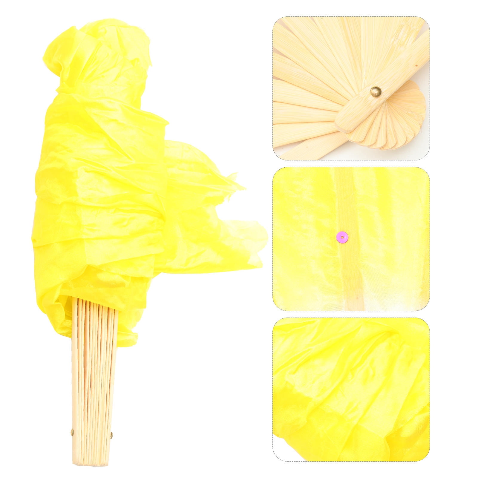 PTOOTP Hand Made Design Silk Fan Yellow 1Set - Walmart.com