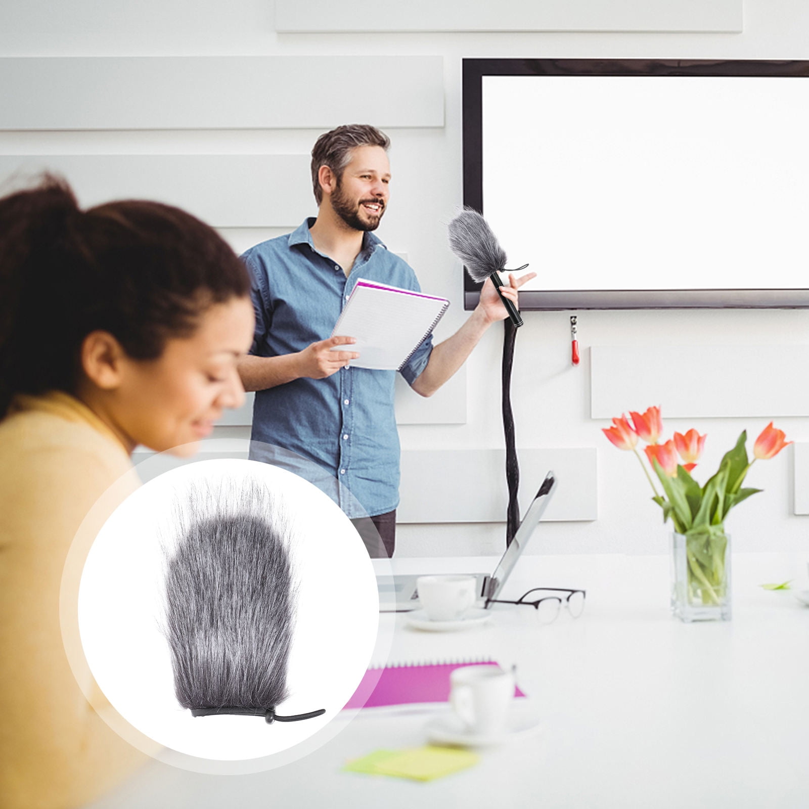 PTOOTP Furry Mic Cover Handheld Microphone Wind Noise Reduction Outdoor ...