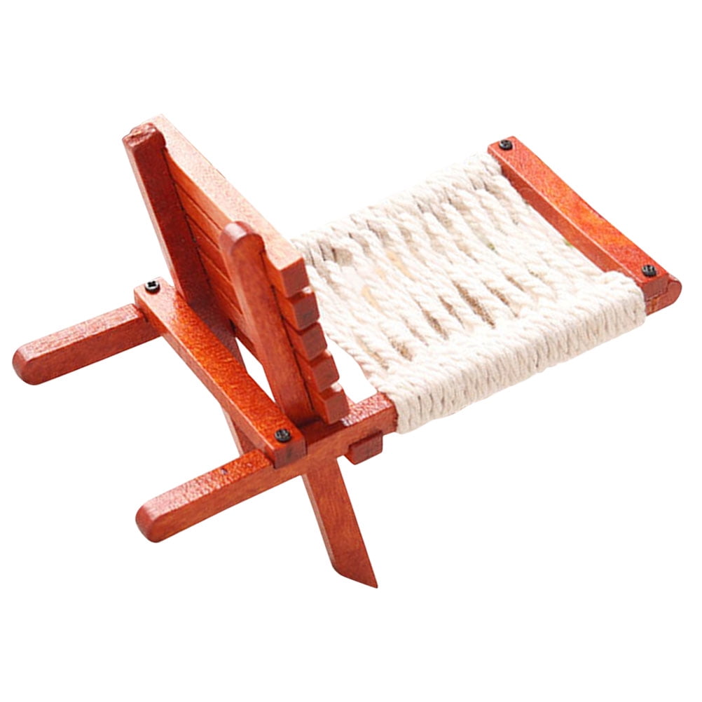 PTOOTP Dollhouse Miniature Wooden Chair Round Edges Tiny House Decor ...