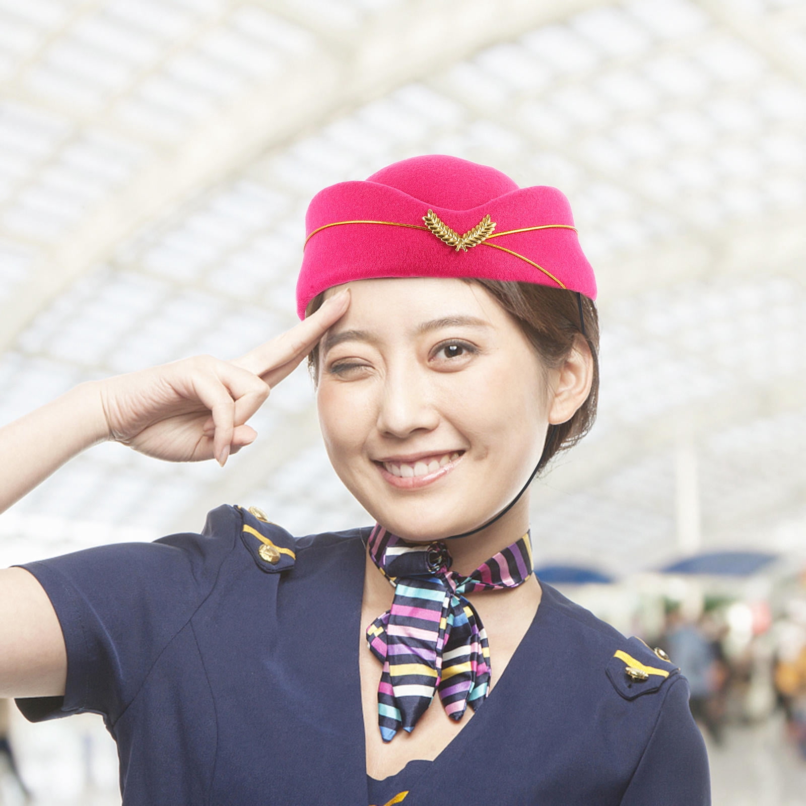 PTOOTP 1Pcs Stewardess Hat Women Airplane Hostess Style For Dress Up ...