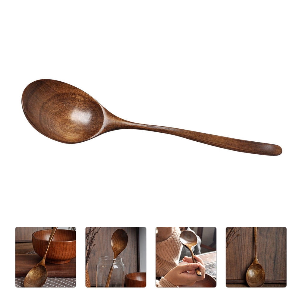 PTOOTP Assorted Color Japanese Style Nanmu Wood Spoons for Serving Food ...
