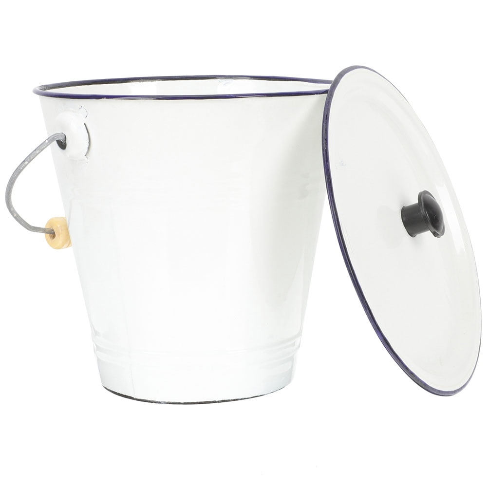 PTOOTP Enamelware Bucket With Lid White Plastic 1Pcs 11In Round For ...