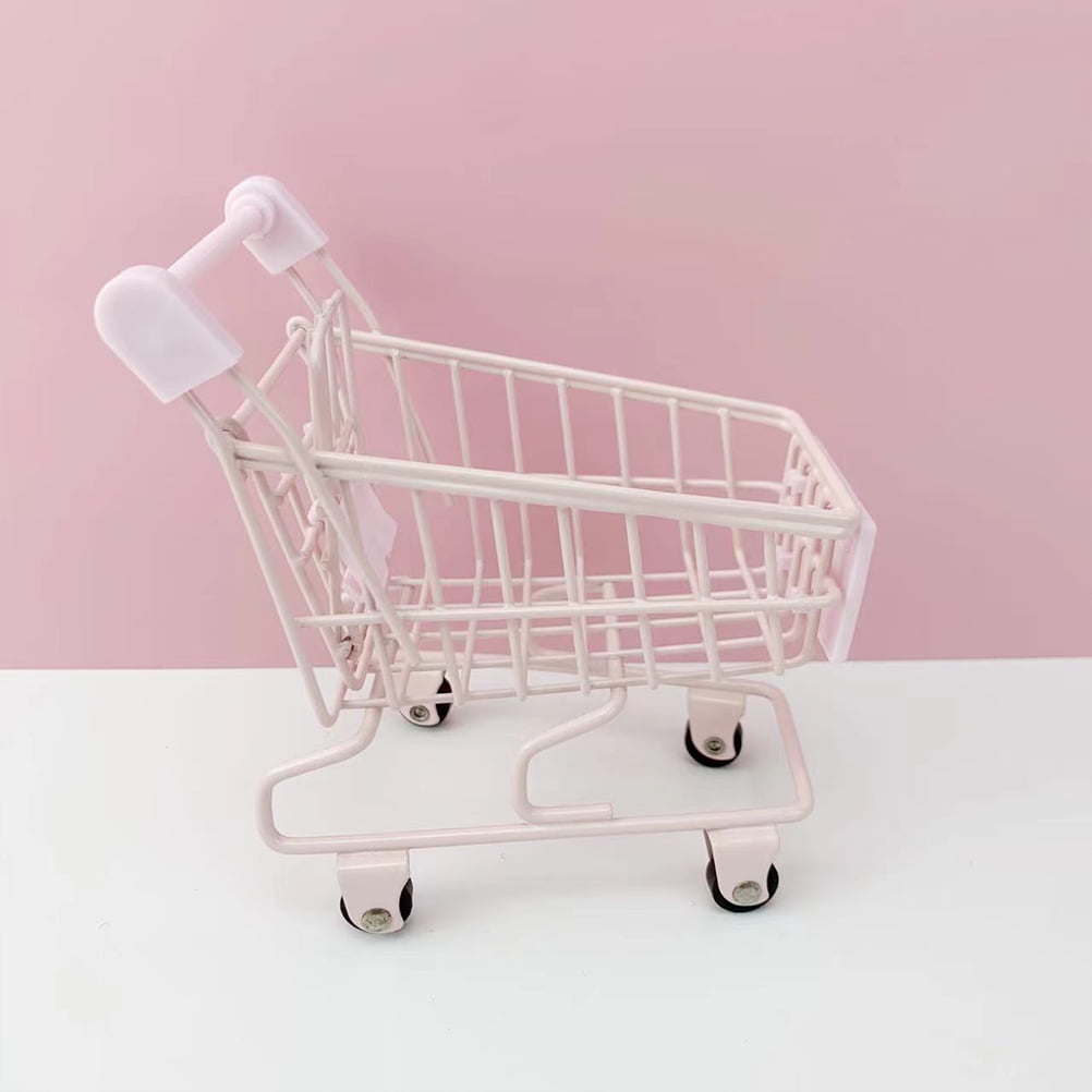 PTOOTP 1Set Pink Realistic Look Mini Trolley Cart for Kids 4.53X4.53X2 ...